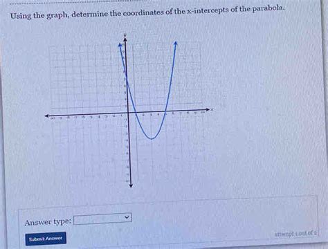 using the graph determine the coordinates of the x intercepts of the