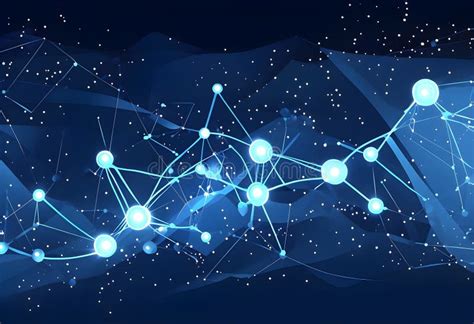 Flowing Neural Network With Glowing Nodes Connecting And Disconnecting Stock Illustration