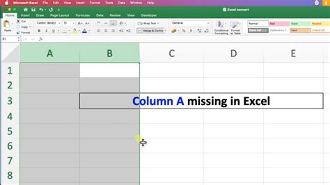 Column A Missing In Excel Youtube