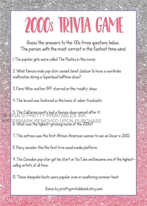 2000 Tv Trivia Questions And Answers Printable Printable Templates