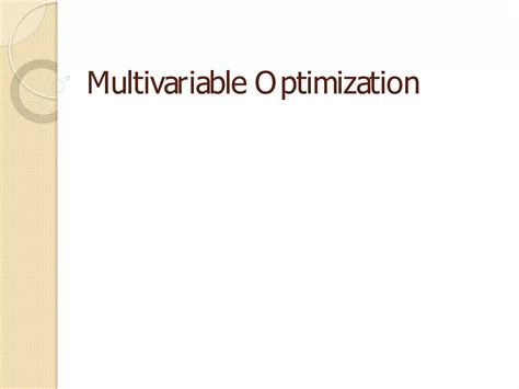 Multivariable Optimization For Class 1 Pptx