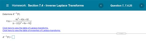 solved homework section 7 4 inverse laplace transforms