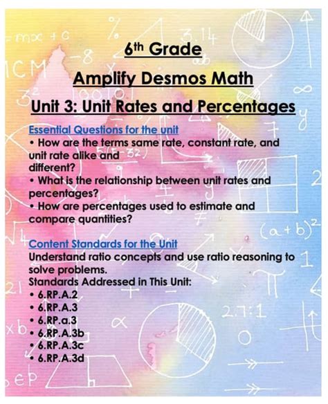 Desmos Math Questioning Guide 6th Grade Unit 3 Tpt