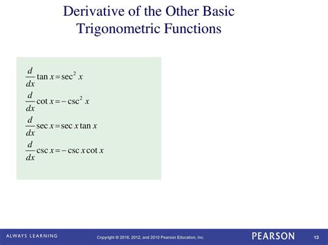 Derivatives Of Trigonometric Functions Ppt Download