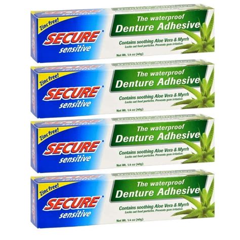 Secure Sensitive Gums Denture Adhesive Waterproof Zinc Free Extra