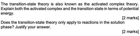Solved The Transition State Theory Is Also Known As The Chegg