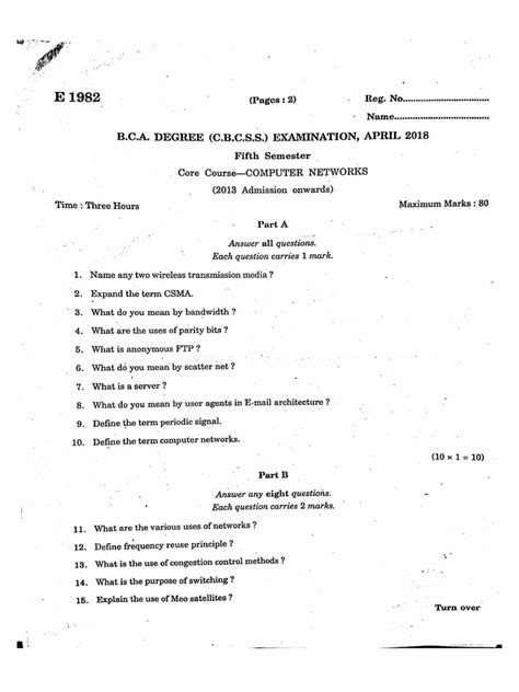 Bca 5 Sem Computer Networks E 1982 Apr 2018 Pdf