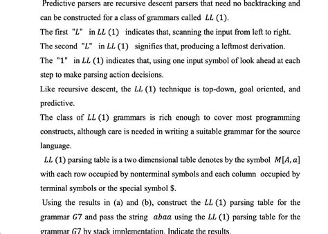 Solved Predictive Parsers Are Recursive Descent Parsers That Chegg