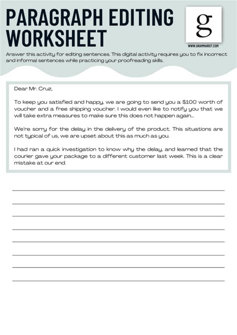 editing and proofreading worksheets