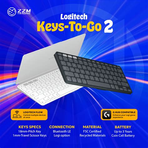 Logitech Keys To Go 2 Wireless Portable Scissor Switch Keyboard 3