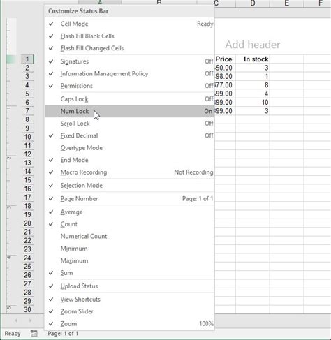 How To Customize And Use The Status Bar In Excel