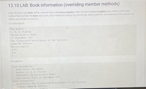 Solved 1310 Lab Book Information Overriding Member