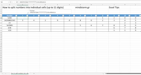 How To Split Numbers Into Individual Cells Up To 11 Digits