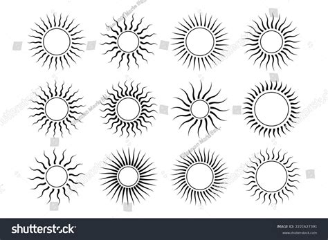 Vintage Sunburst Collection Wavy Sun Rays Stock Vector Royalty Free