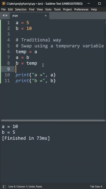 Python Tip Swap Two Variables Without A Temp Variable Learnpythonintamil Learnpython