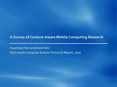 Ppt A Survey Of Context Aware Mobile Computing Research Powerpoint Presentation Id 1786296