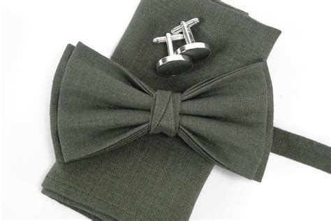 Hunter Green Bow Tie Pocket Square Hunter Color Handkerchief Men
