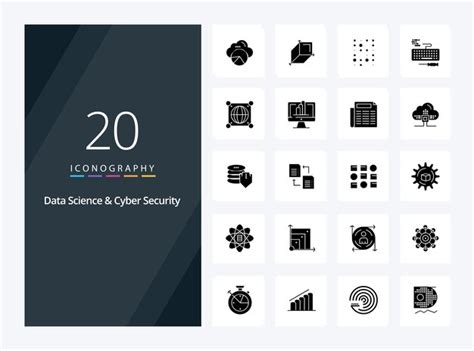 Premium Vector 20 Data Science And Cyber Security Solid Glyph Icon For Presentation Vector