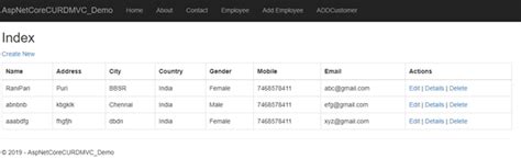 CRUD Operation With ASP NET Core MVC Using ADO NET
