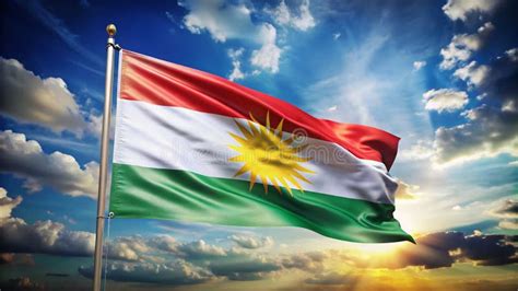 A Detailed Closeup Of The Kurdistan Flag Symbol Of Kurdish Identity And National Pride Flowing