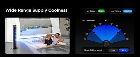 Goveelife 42 In Tower Fan 150 Deg Oscillation 5 Modes 12 Speeds