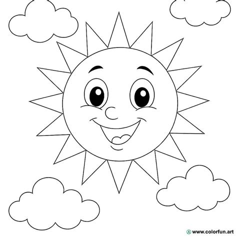 Dibujo Para Colorear Del Sol En Estilo Cartoon Descargar O Imprimir De