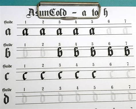Gothic Calligraphy Template Worksheet For Beginner Gothic Letter