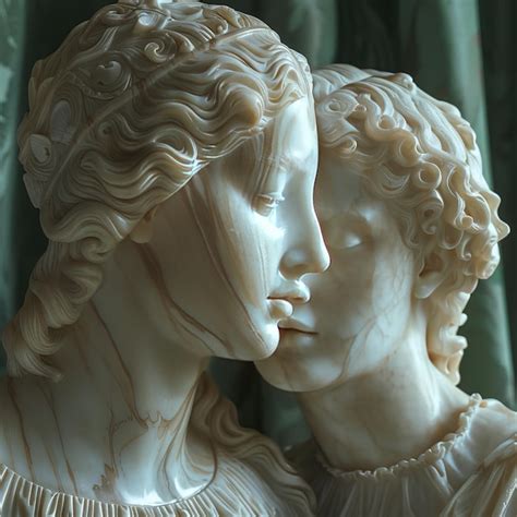 A Statue Of A Woman Kissing A Man And A Woman Premium Ai Generated Image