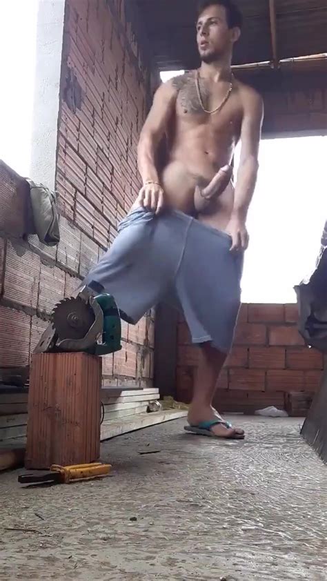 Tradie Strokes His Cock At The Worksite