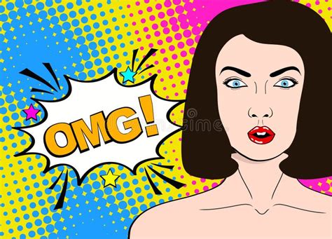 Pop Art Woman Mouth And Megaphone Speaking Vector Backgrou Stock