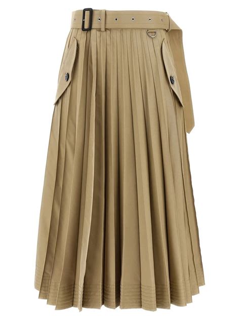 Sacai Belted Pleated Midi Skirt Pleated Long Skirt Pleated Skirt