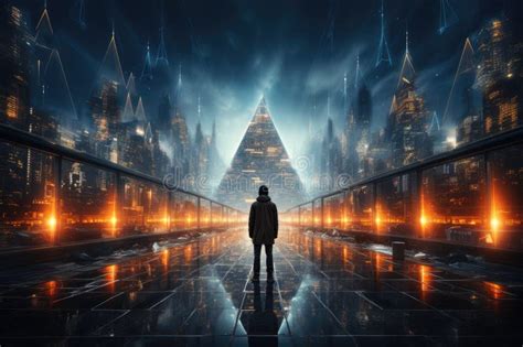 Big Data Information Structure On Screen Businessman Research And Analysis Financial Report