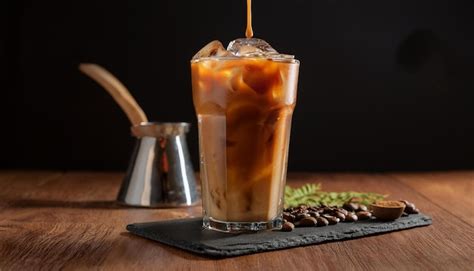 Tall Glass Of Thai Iced Coffee With Condensed Milk Premium Ai
