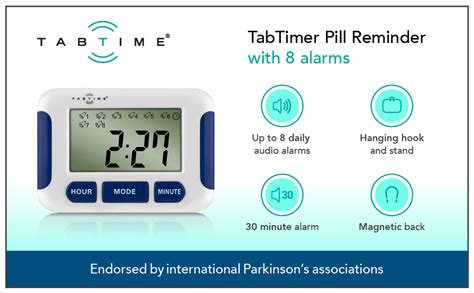 Tabtime Timer Electronic Pill Reminder With 8 Alarms Per Day