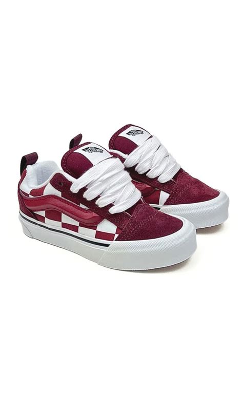 Black And Pink Vans Knu Skool Trainers In Burgundy Vans Knu Skool Donna