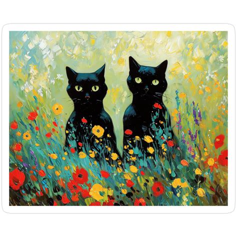 Cat Print Two Black Cats Cat Art Black Cat Art Sticker In 2025 Cat