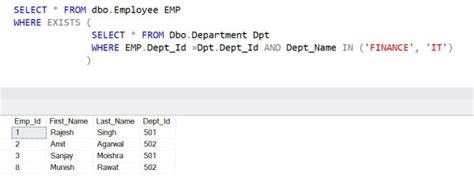 Sql Exists Operator Sql Bi Tutorials