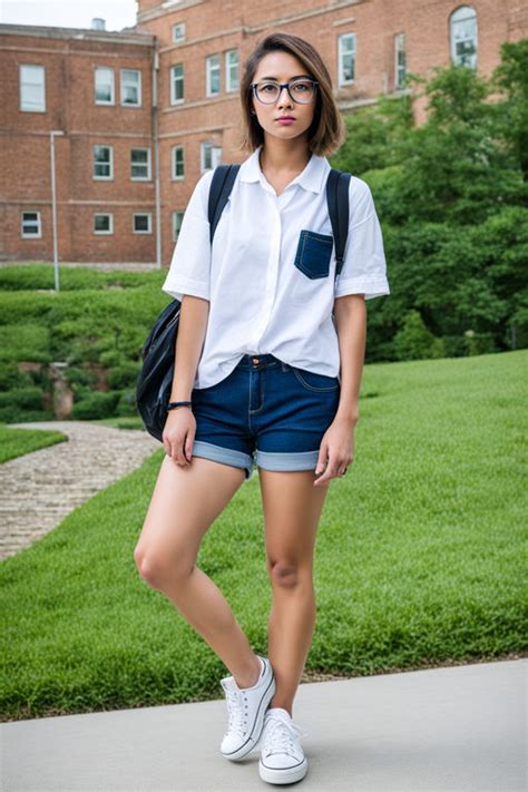Nerdy And Intelligent Shy Introvert Young Woman In The Real By Old