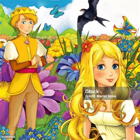 Ilustración De Príncipe Y Princesa De Dibujos Animados Y Pájaro Cuco Y