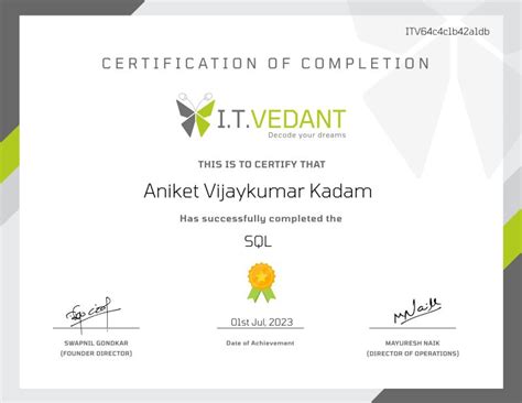 Mysql Databasemanagement Dataanalytics Sql Itvedant Aniket Kadam