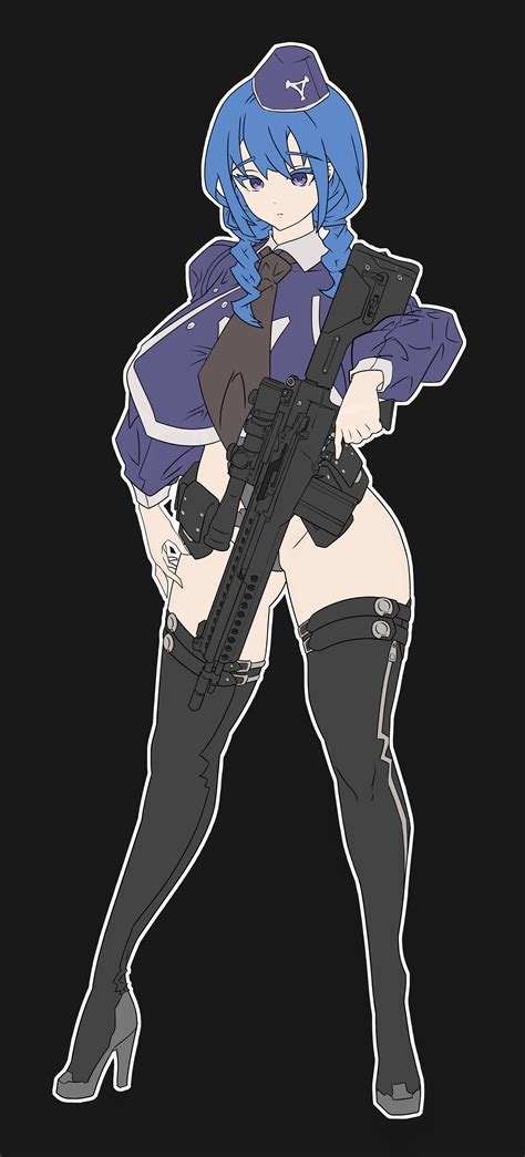 Rule 34 1girls Assault Rifle Big Breasts Blue Eyes Blue Hair Garrison