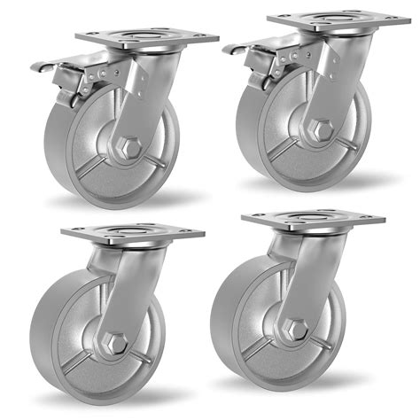 6 Inch Metal Caster Wheels Steel Casters Set Of 4 Heavy Duty Swivel