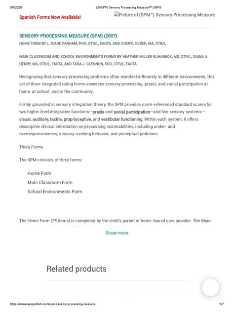 9 Spm™ Sensory Processing Measure™ Wps Pdf