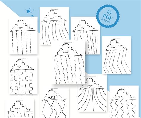 Cloud Scissor Skills Printable Cut Out Pages Pre K Worksheets Fine Motor Cutting Skills