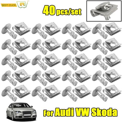 8d0805960 40pcs Car Undertray Engine Under Cover Fixing Metal Clips Shield Trim Panel Screw For
