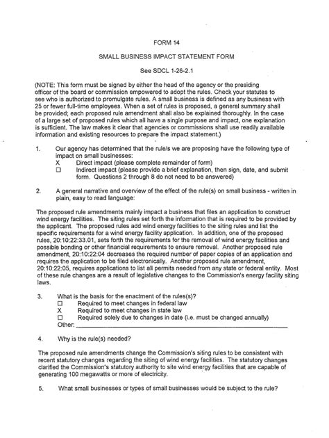 Fillable Online Small Business Impact Statement Form Fax Email Print Pdffiller