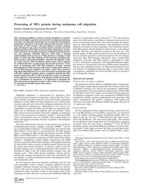 pdf processing of mia protein during melanoma cell migration
