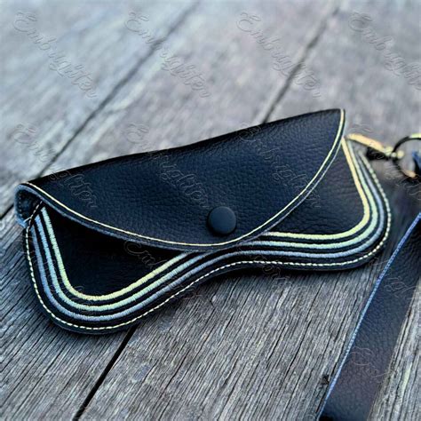 Glasses Case Ith Embroidery Design Set Flap Closure Embrighter