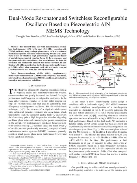 Pdf Dual Mode Resonator And Switchless Reconfigurable Oscillator