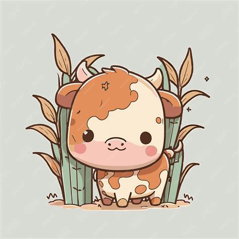 Premium Vector Cute Chibi Cow Kawaii Illustration